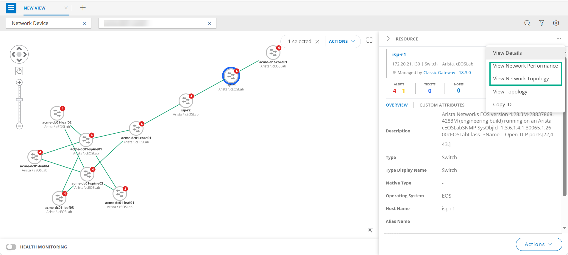 View Nodes and Link information | OpsRamp Documentation